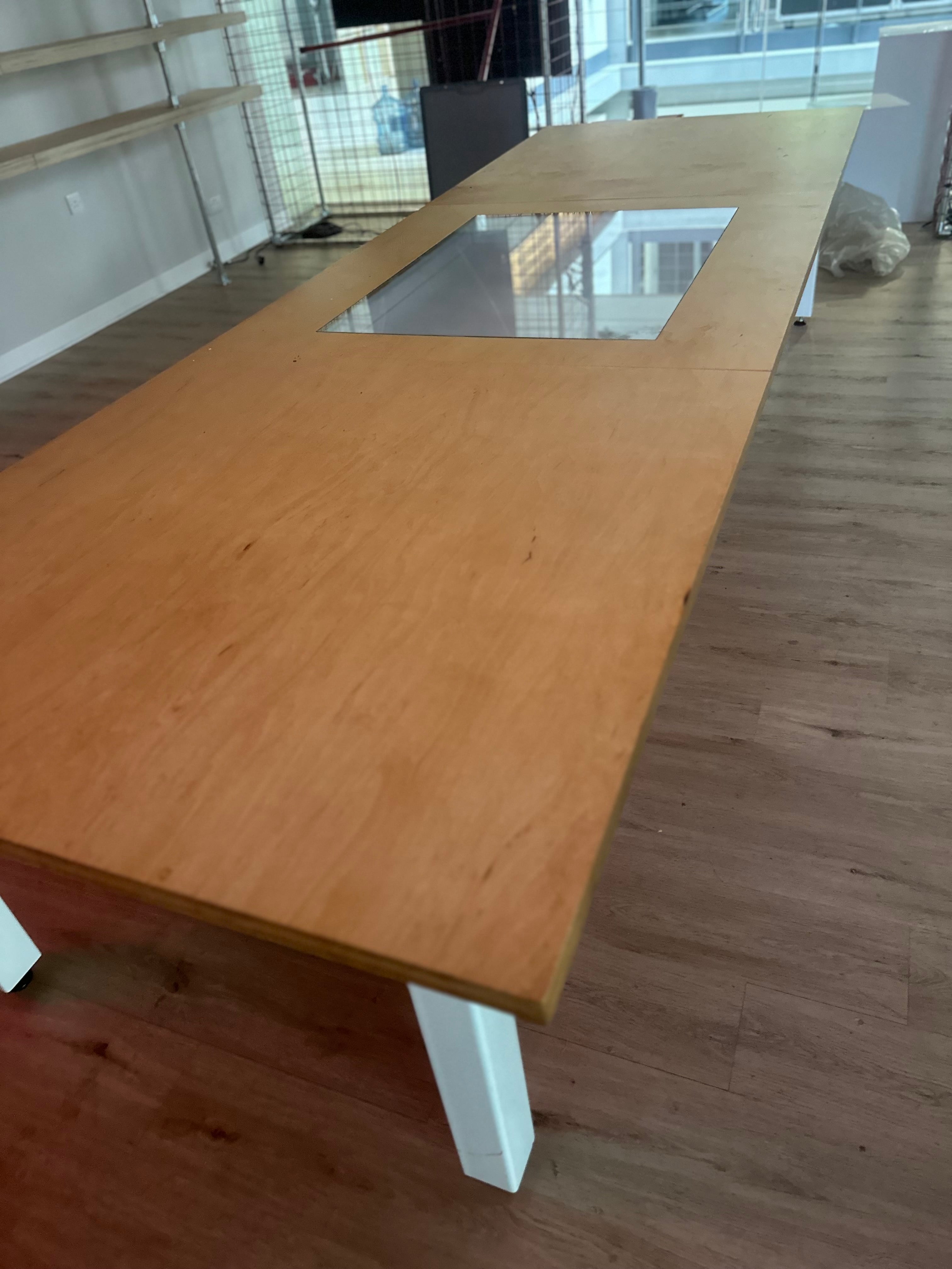 Bespoke 3.6m, meeting table with display window – USED Creative ...